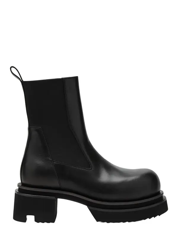 Rick Owens Leather Paneled Boots - Black