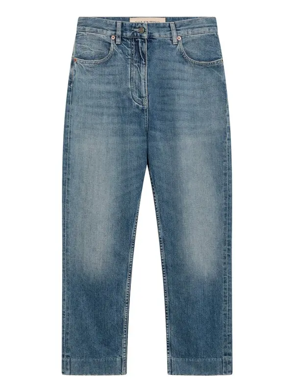 Valentino Garavani Medium Denim Jeans With Vpatch Detail - Blue