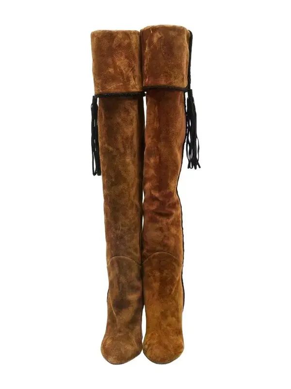 Saint Laurent Meurice Fringe Detail Boots - Brown