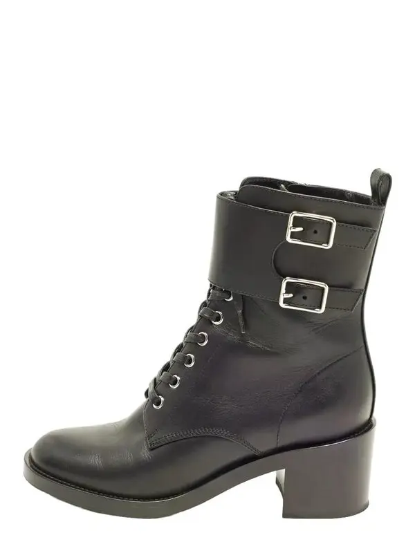 GIANVITO ROSSI Buckled Lace-up Heeled Combat Boots - Black