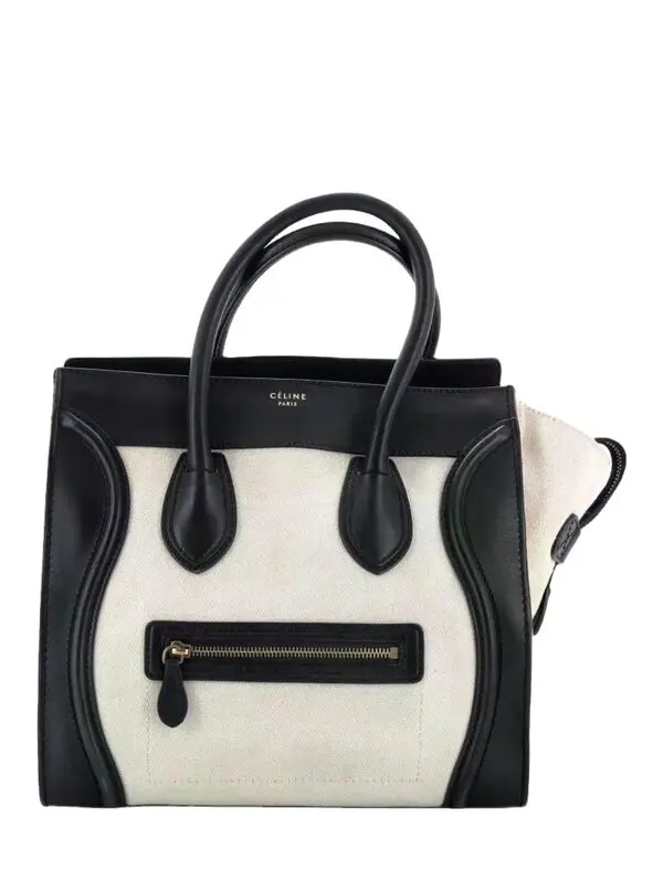 Celine Luggage Bag Canvas And Leather Micro Tote - Neutrals