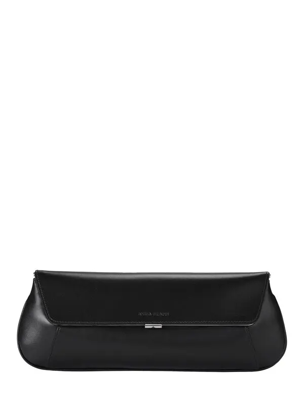 Amina Muaddi Leather Ami Clutch Bag - Black