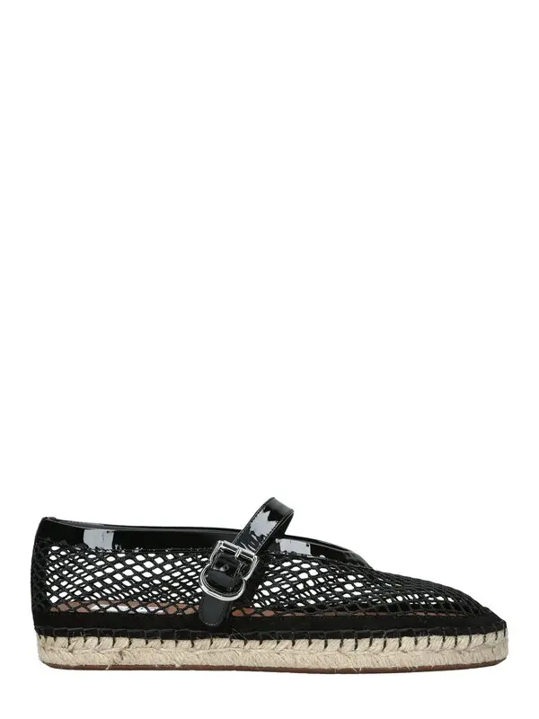 Alaïa Mesh And Leather Espadrille Ballet Flats - Black
