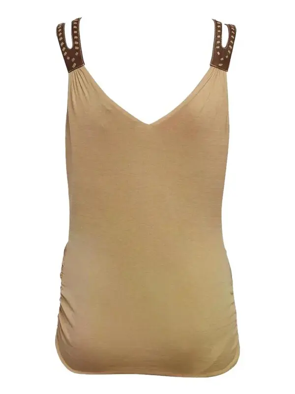 Ralph Lauren Leather-trim Draped Top - Brown