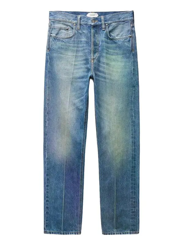 Versace Distressed Straight Leg Jeans - Blue