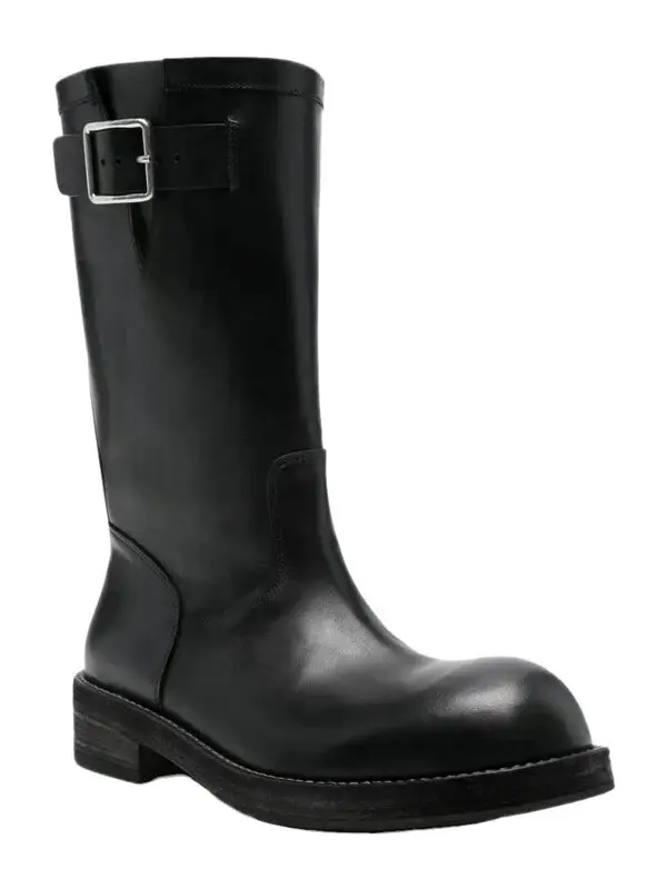 ANN DEMEULEMEESTER Neldor Buckle-detail Leather Boots - Black