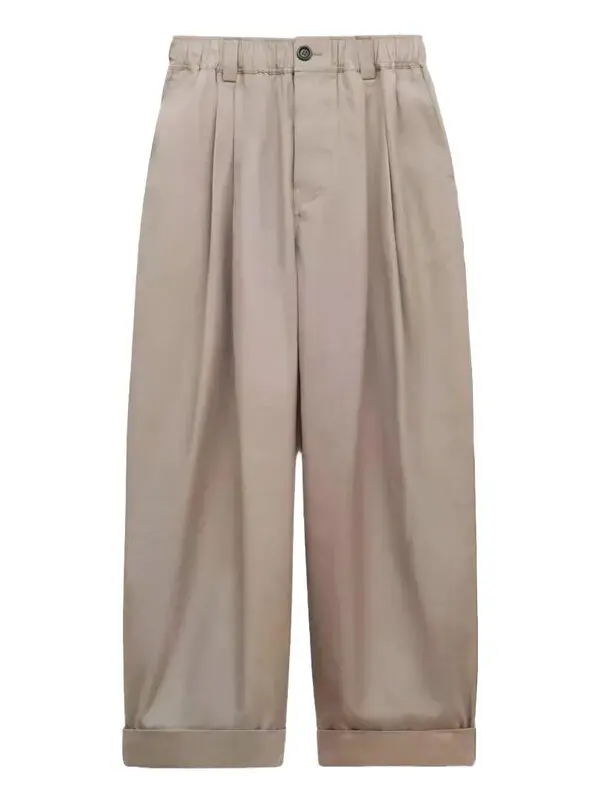 Marni Gray Canvas Pleated Trousers - Neutrals