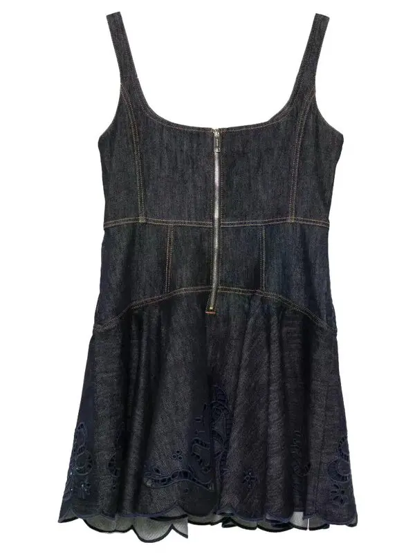 SELF-PORTRAIT Bow-embroidered Mini Dress - Blue