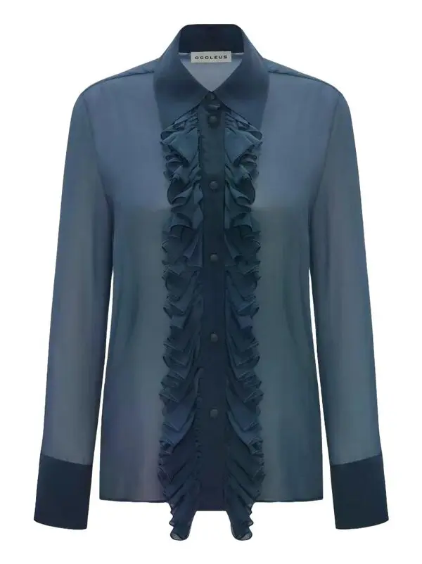 OCCLEUS Ruffled Silk Shirt - Blue