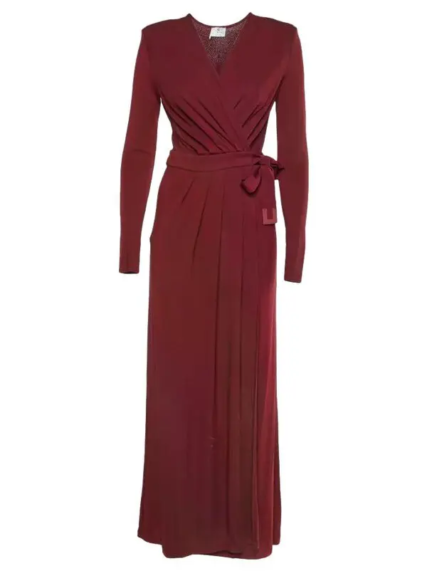 Elisabetta Franchi Burgundy Crepe Wrap Maxi Dress - Red