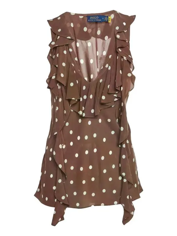 Polo Ralph Lauren Ruffled Polka-dot Top - Brown