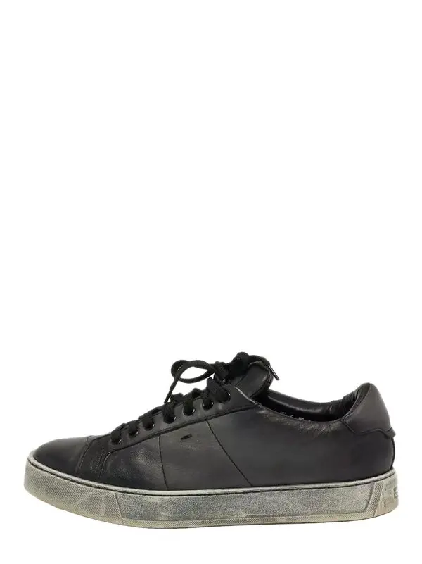 Santoni Lace-up Leather Sneakers - Black