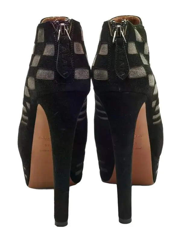 Alaïa Geometric Pattern Platform Ankle Boots - Black
