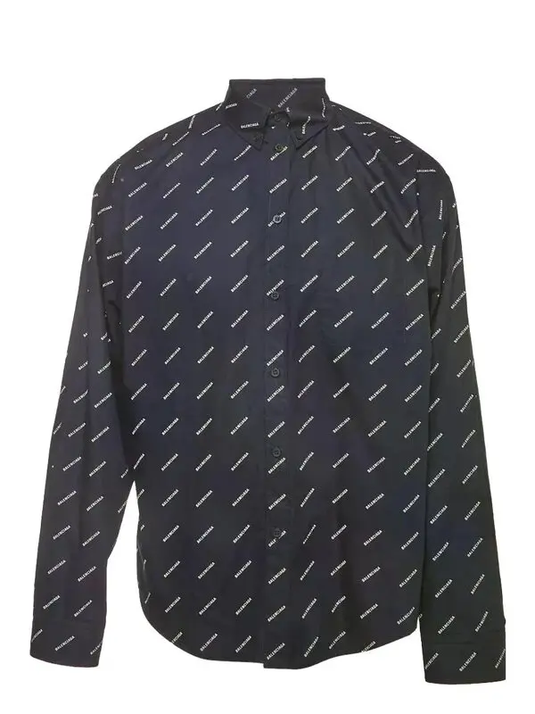 Balenciaga Logo-print Oversized Shirt - Blue