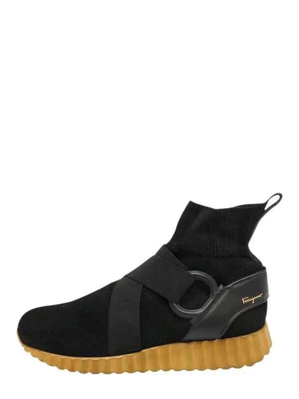 FERRAGAMO Stretch-knit Sock High-top Sneakers - Black