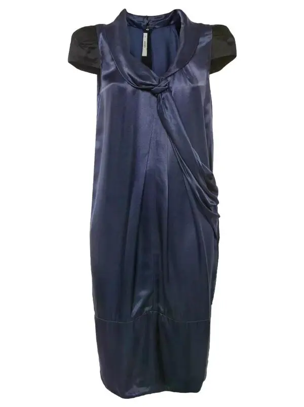 Prada Navy Draped Midi Dress - Blue
