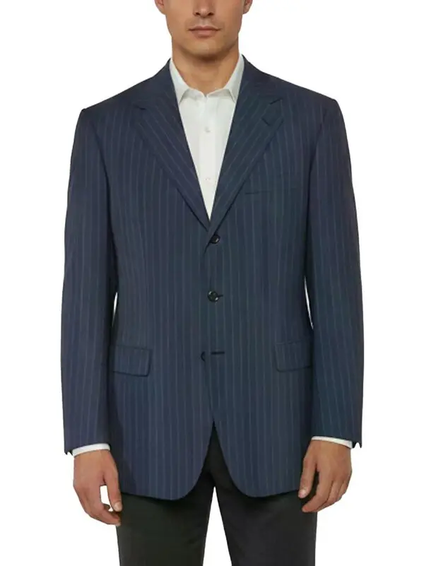 Brioni Senato Single-breasted Pinstripe Wool-blend Blazer - Blue