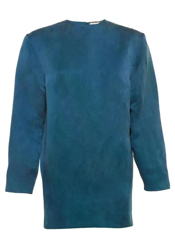 Saint Laurent Logo Detail Silk Mini Dress - Blue