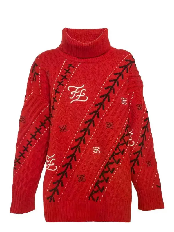 Fendi Ff Intarsia-knit Sweater - Red