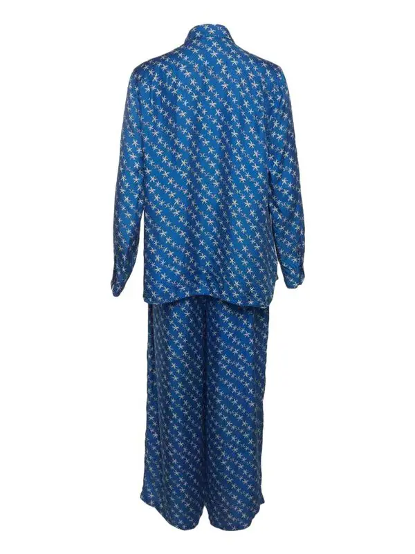 Max Mara Starfish Print Silk Shirt And Trousers Set - Blue