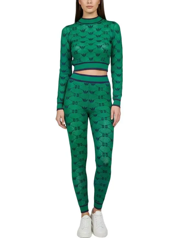 Gucci X Adidas Monogram Jacquard Top And Leggings - Green