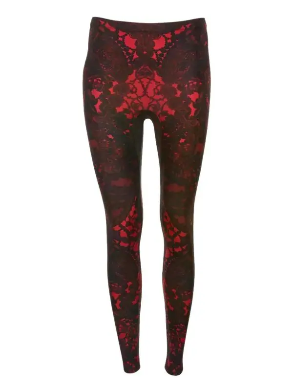 Alexander McQueen Lace-print Knit Leggings - Red