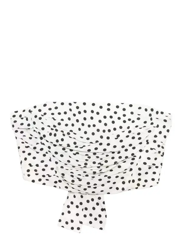 Philosophy Di Lorenzo Serafini Polka-dot Ruched Strapless Cropped Top - White