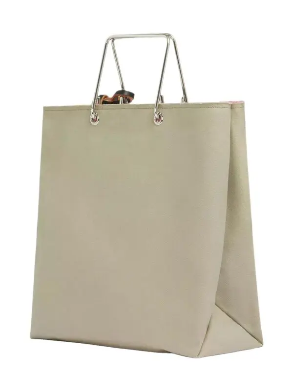 Marni Beige Canvas Shopper With Metal Handles - Neutrals