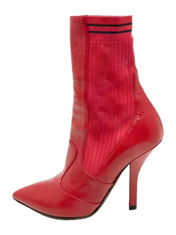 Fendi Rockoko Pointed-toe Ankle Boots - Red