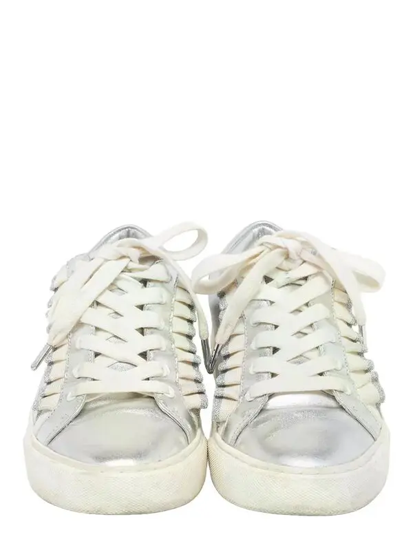 Tory Burch Metallic Leather Lace-up Sneakers - Silver