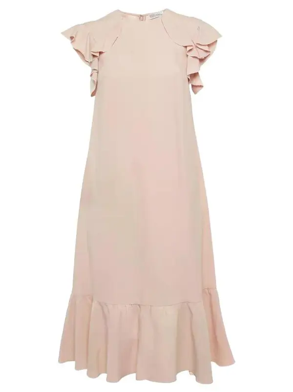 Red Valentino Pink Crepe Ruffled Mini Dress - Neutrals