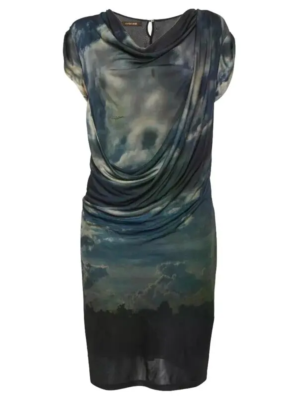 Roberto Cavalli Printed Jersey Dress - Blue
