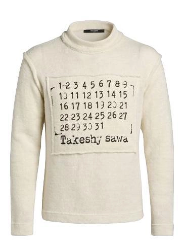 TAKESHY KUROSAWA Acrylic Blend Crewneck Sweater - Cream