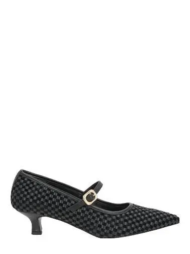 NILA & NILA Velvet Mary Jane Pumps With Pointed Toe And Spool Heel - Black