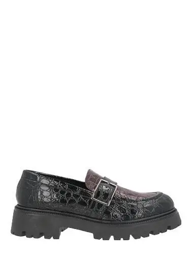 NILA & NILA Crocodile-effect Loafers With Buckle Detail - Black