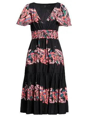 Pinko Midi Dress With Floral Print - Black