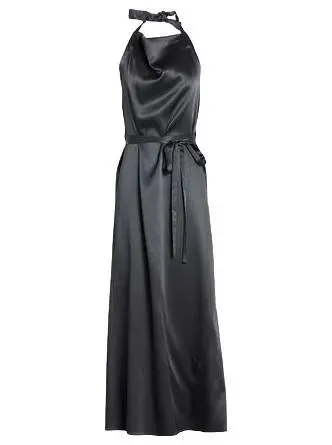 ALYSI Charcoal Viscose, Virgin Wool, And Cotton Maxi Dress - Grey