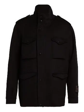 PALTO' Single-breasted Wool And Nylon Coat - Black