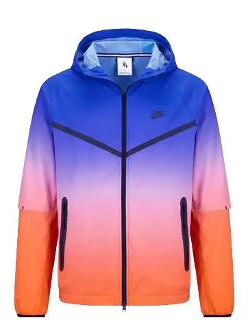 Nike Tie-dyed Hooded Zip-up Windbreaker Jacket - Blue