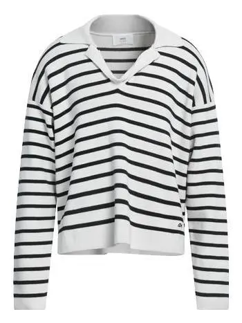 AMI Paris Striped Polo Collar Sweater - Grey