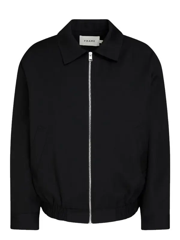 FRAME Wool-twill Zip-up Jacket - Black