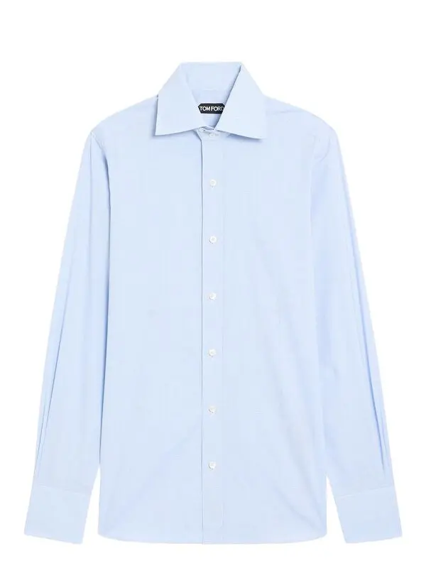 TOM FORD Checked Cottonpoplin Shirt - Light Blue