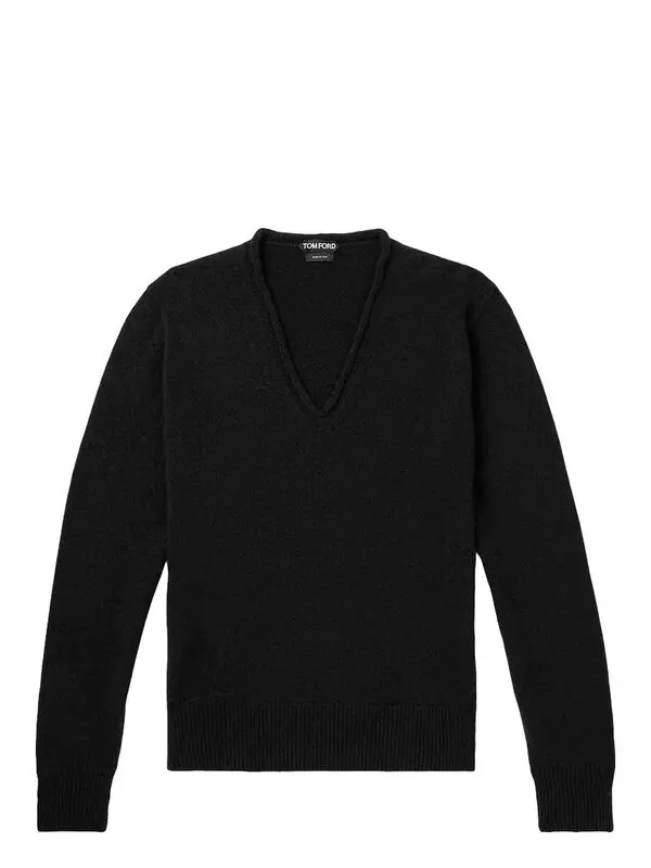 TOM FORD Slim Fit Cashmere And Silk-blend Sweater - Black