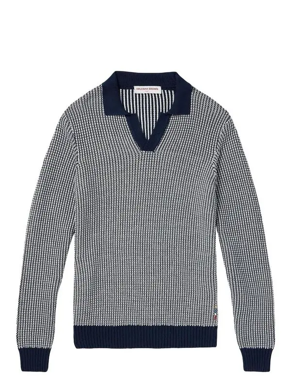 Orlebar Brown Horton Cotton Polo Sweater - Navy