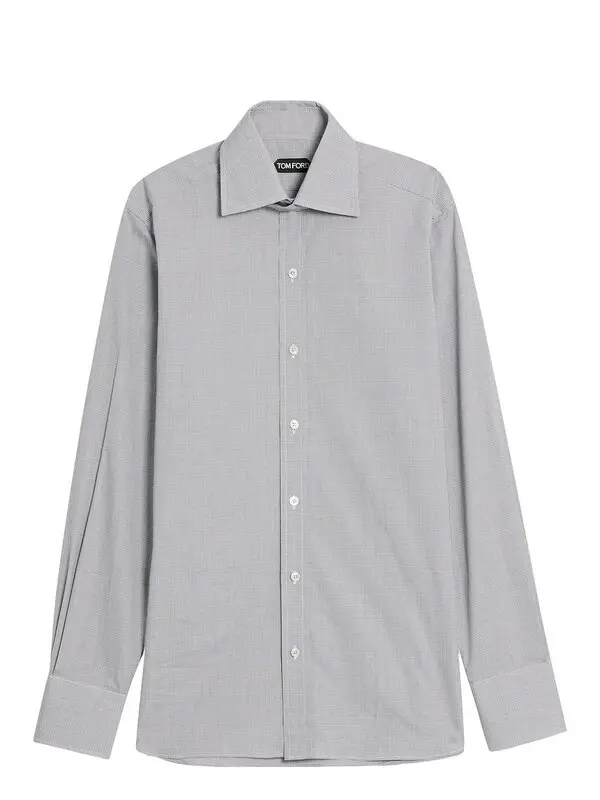 TOM FORD Checked Cottonpoplin Shirt - Gray