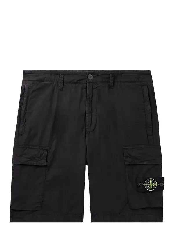 Stone Island Straight-leg Cotton-blend Canvas Cargo Shorts - Black