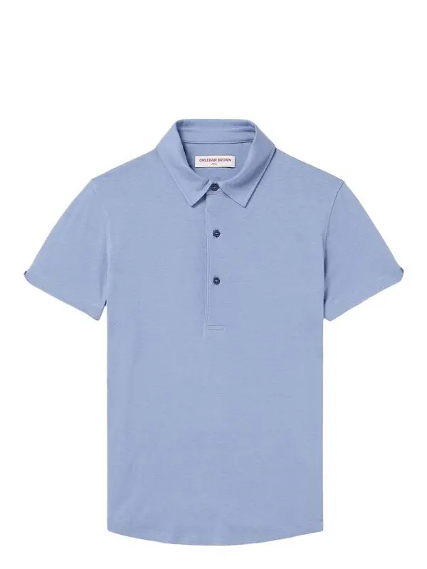 Orlebar Brown Sebastian Cotton And Silkblend Jersey Polo Shirt - Blue