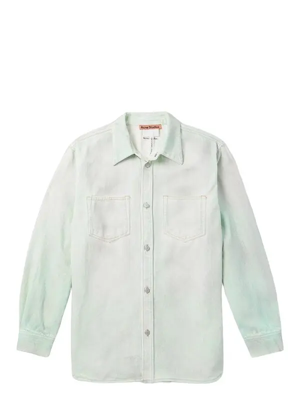 Acne Studios Karto U Traffic Distressed Denim Shirt - Mint