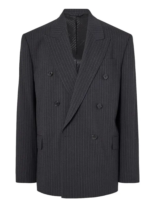 Acne Studios Jarvel Doublebreasted Pinstriped Woolblend Suit Jacket - Black