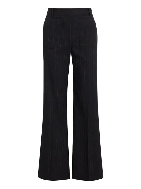 Victoria Beckham Alina Pinstriped Wool-blend Flared Trousers - Navy